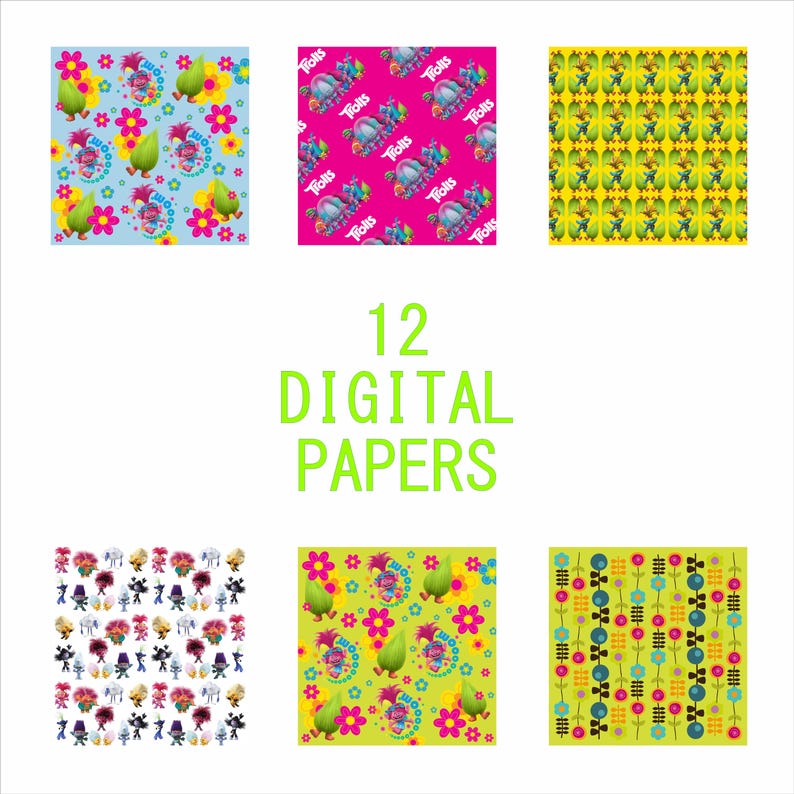 Trolls Digital Paper Set: Rainbow Clip Art (digital Download) - Etsy
