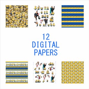 Minions Digital Paper & Clipart: Party Scrapbooking (digital Download ...