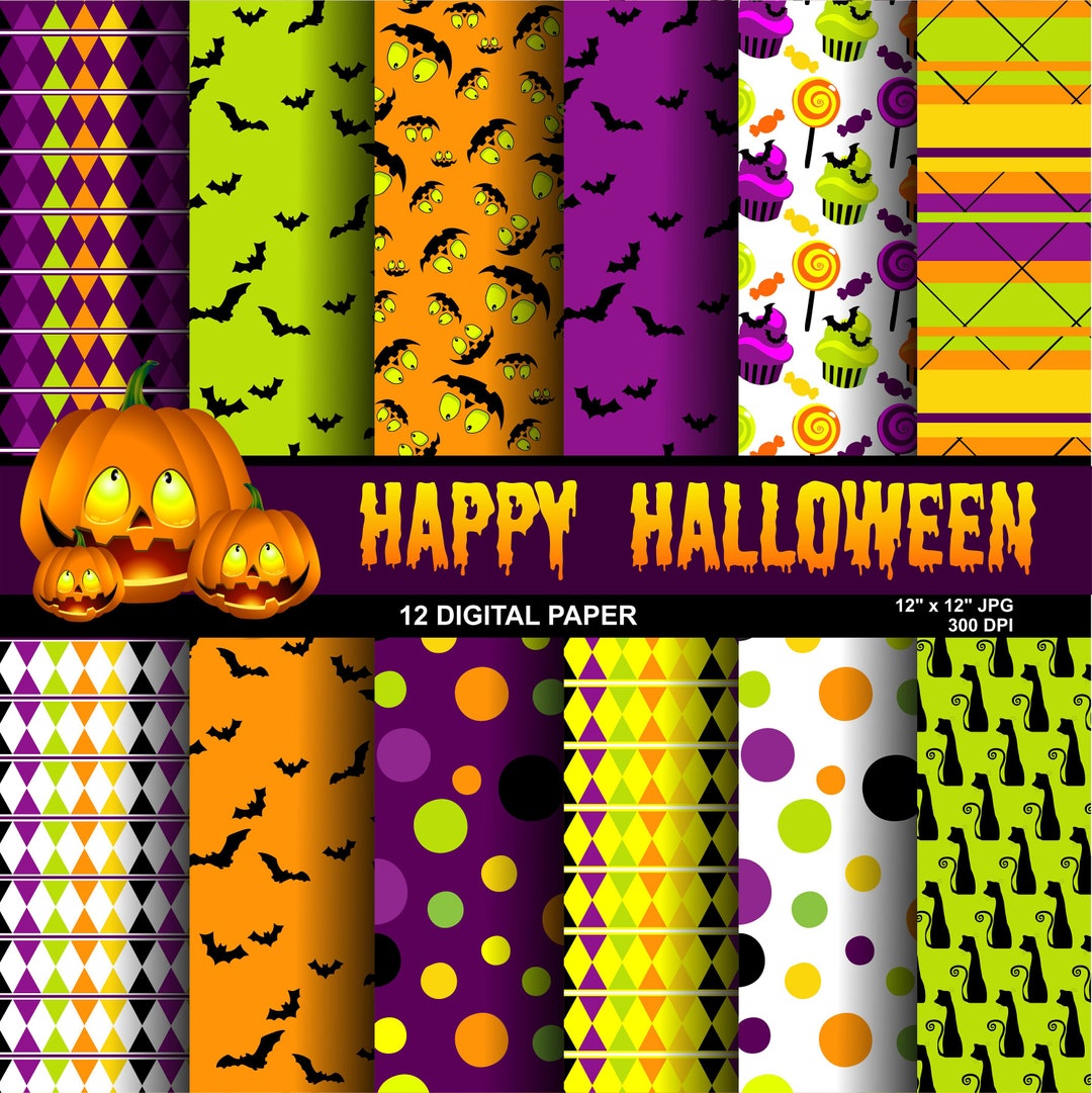 Halloween Digital Paper, Spooktacular Paper, Spooky Scrapbook Paper ...