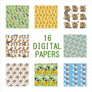 Mickey Clubhouse Digital Papers, Mickey Party Theme, Mouse Friends ...