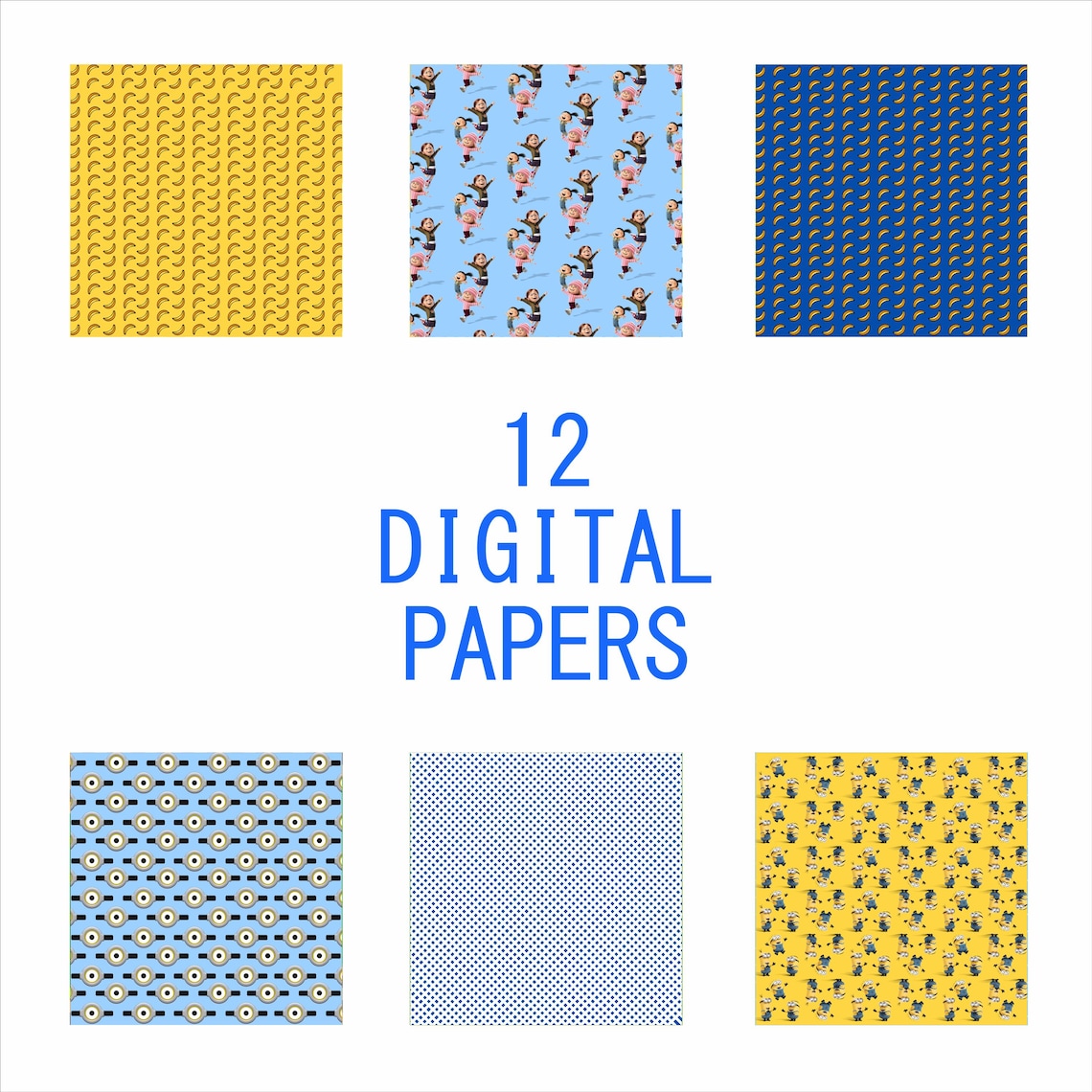 Minions Digital Paper & Clipart: Party Scrapbooking (digital Download ...