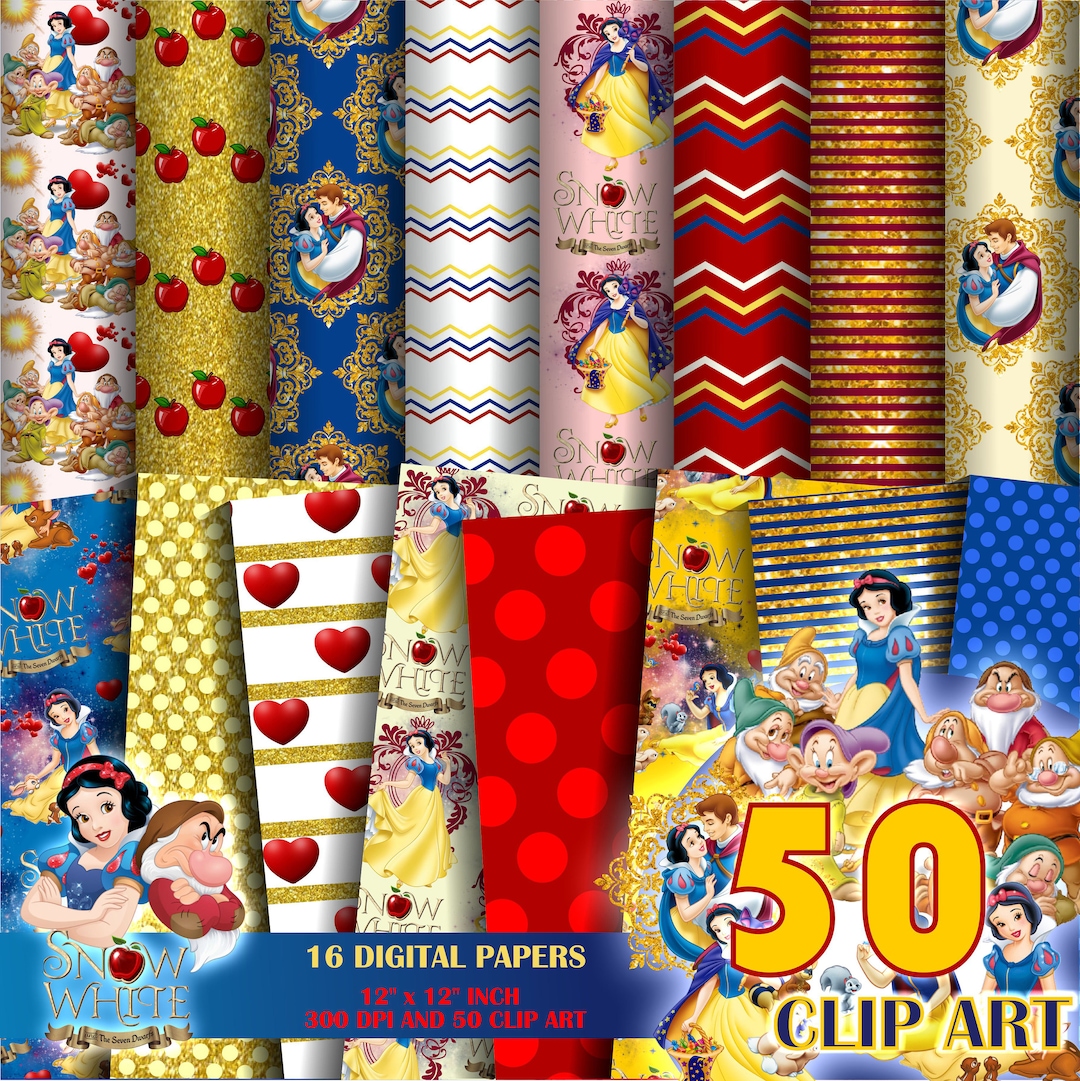 Snow White Digital Paper, Princess Scrapbook Papers, Wallpaper, Apple ...