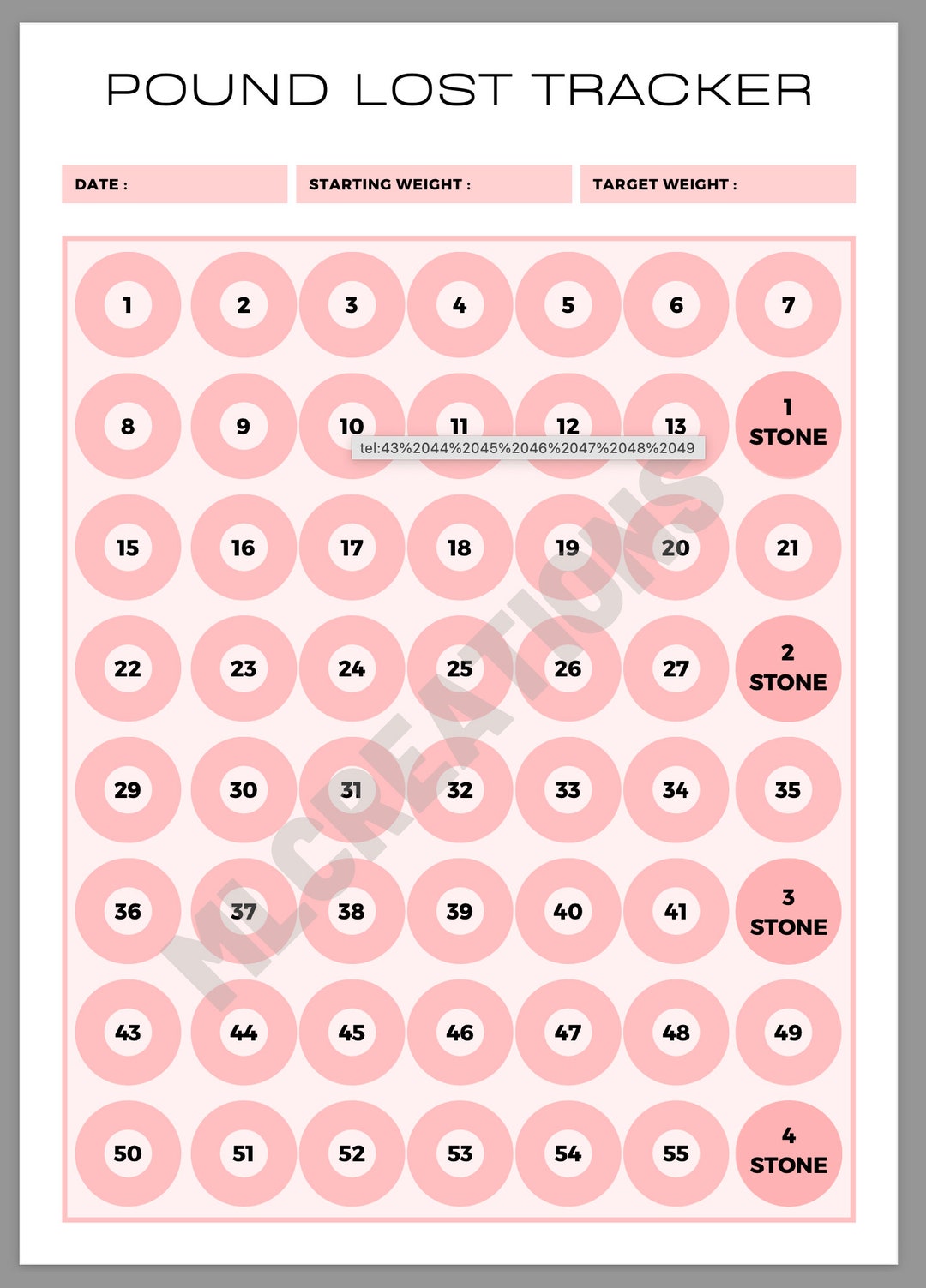 Weight Loss Tracker - Pounds Stone - Printable - Etsy