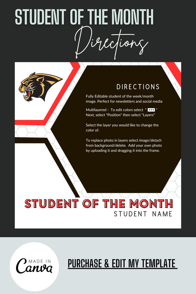 Student of the Month Template - Hexagon - Etsy