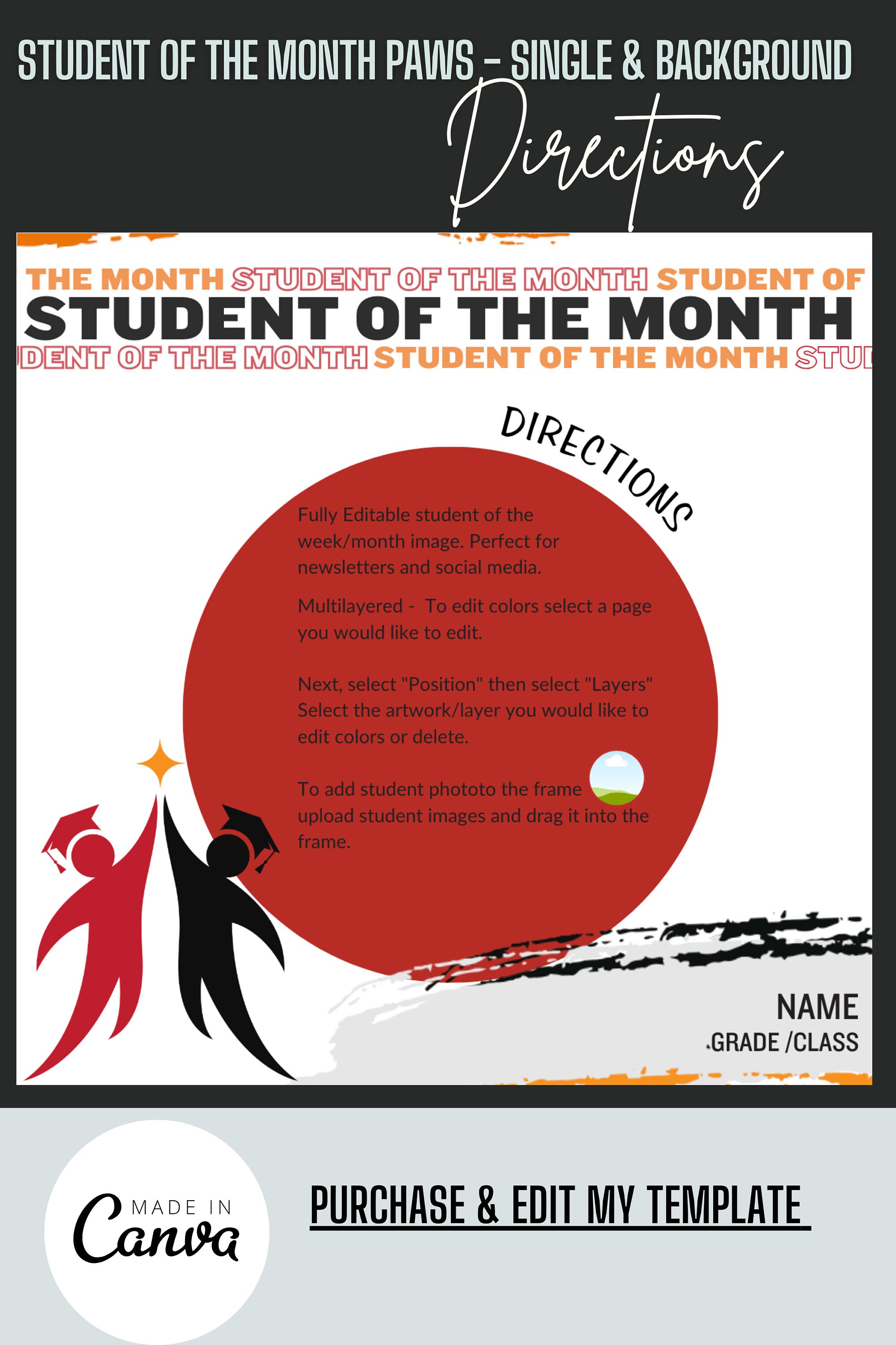 Canva Student of the Month Template - Panthers, Pumas, Huskies ...