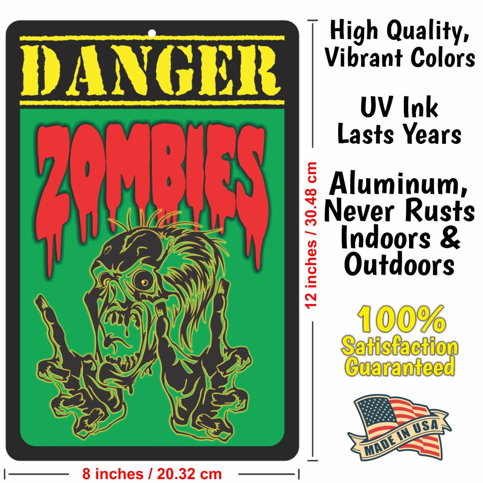 Danger Zombie Sign, Indoor and Outdoor Sign - Size 8 X 12 - Etsy