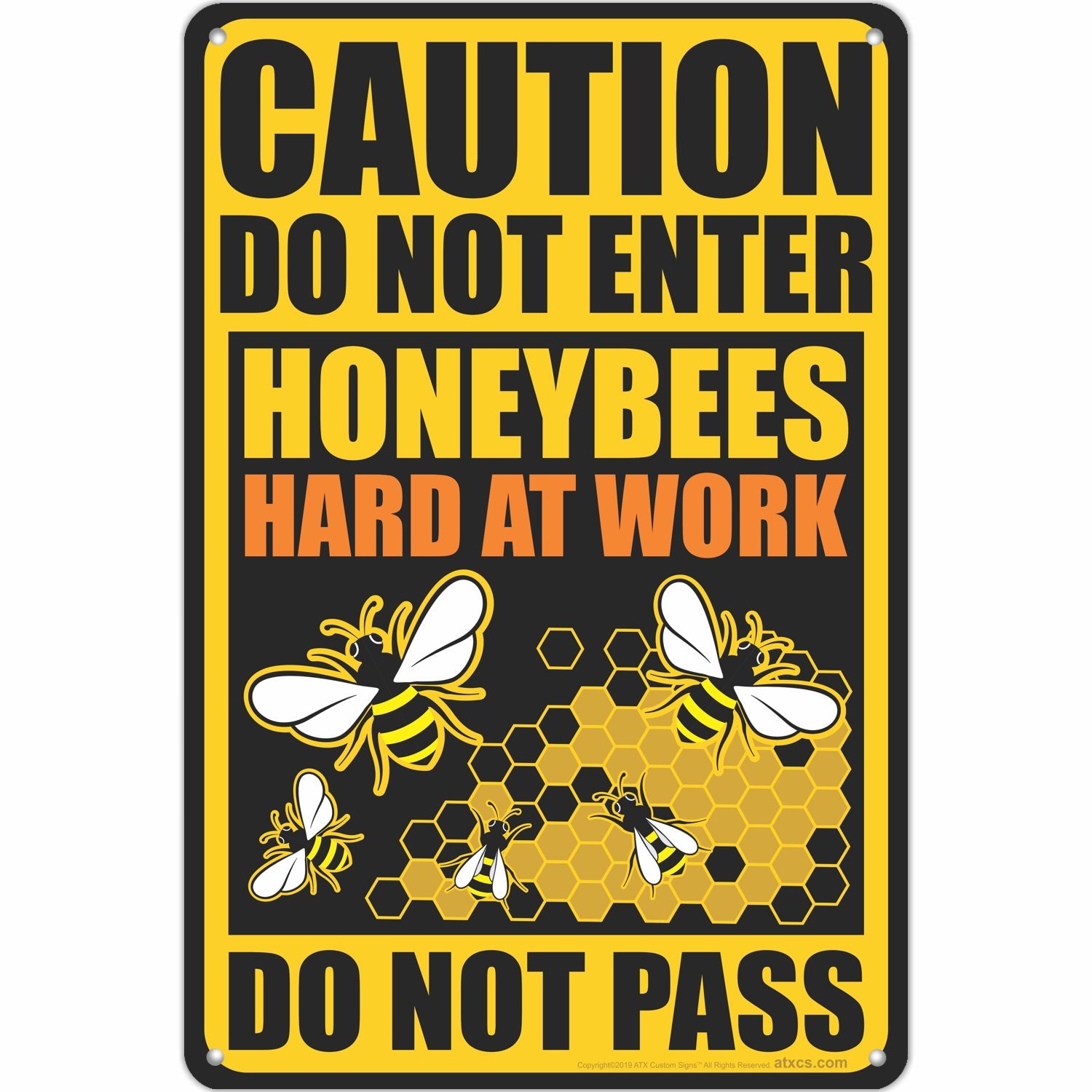 All Weather Honeybee Warning Sign Caution Sign Metal Sign for Property ...