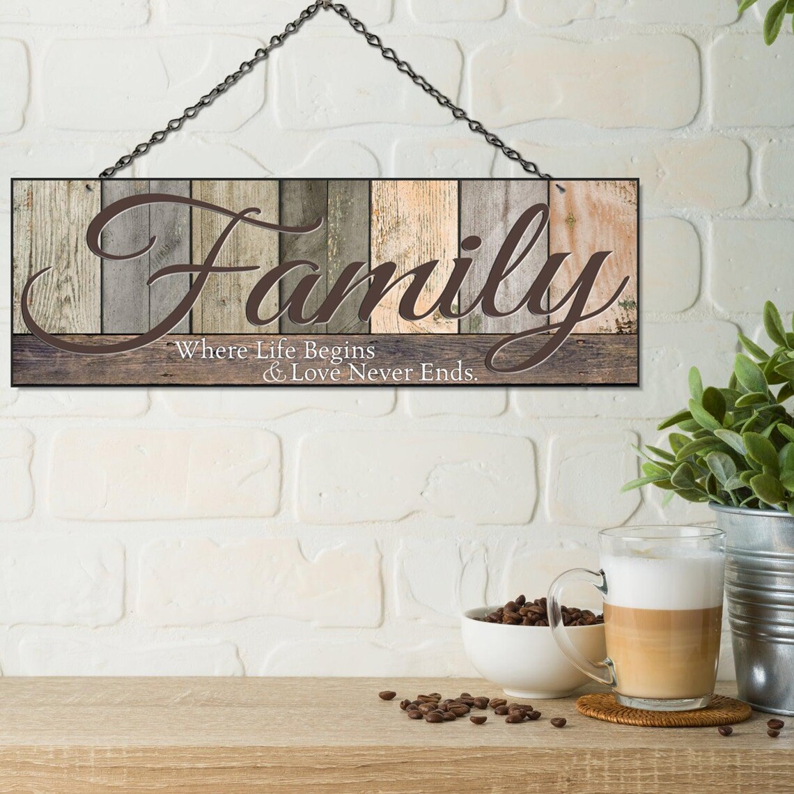 Double Sided Family Sign for Home Decor - Family Where Life Begins ...