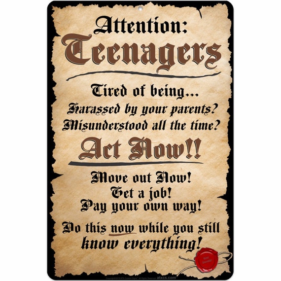 Funny Signs for Home Decor Attention: Teenagers Tired of - Etsy