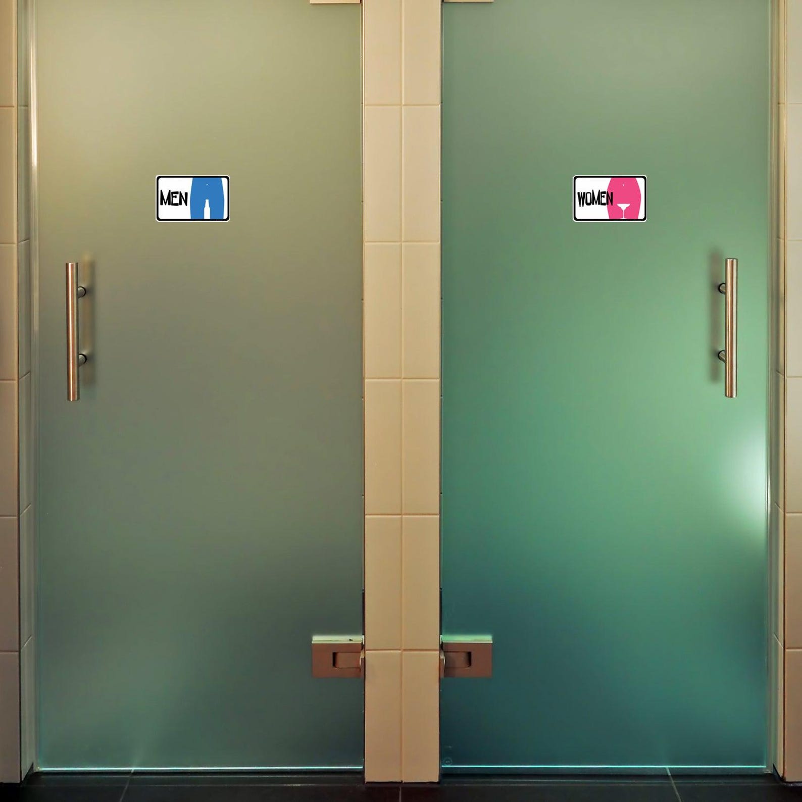 Funny Bathroom Decor Beer and Cocktail Men and Women Restroom Signs Set ...