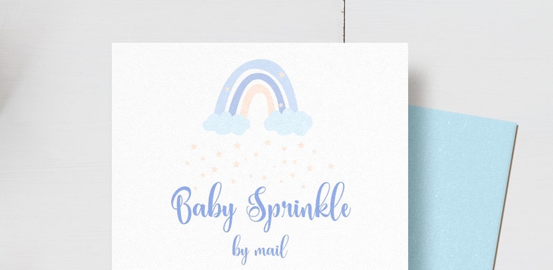 Baby Sprinkle by Mail, Rainbow Theme, Blue, Corjl Invite, Baby Shower ...