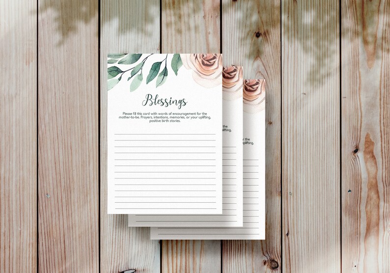 Mother's Blessing Cards, Blessing Notes, Blessingway, Roses and Green ...