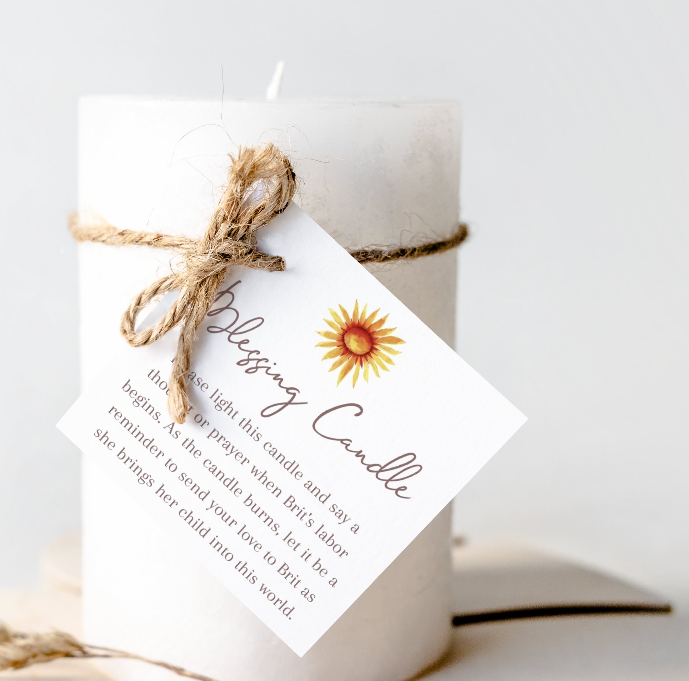 Blessing Candle Tag, Favor Tag, Printable Mother Blessing Favor BW02 - Etsy