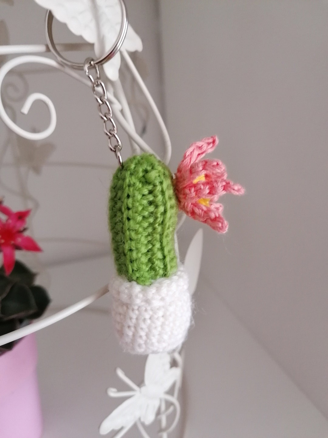 Small Crocheted Cactus, Key Ring, Bag Jewel - Etsy