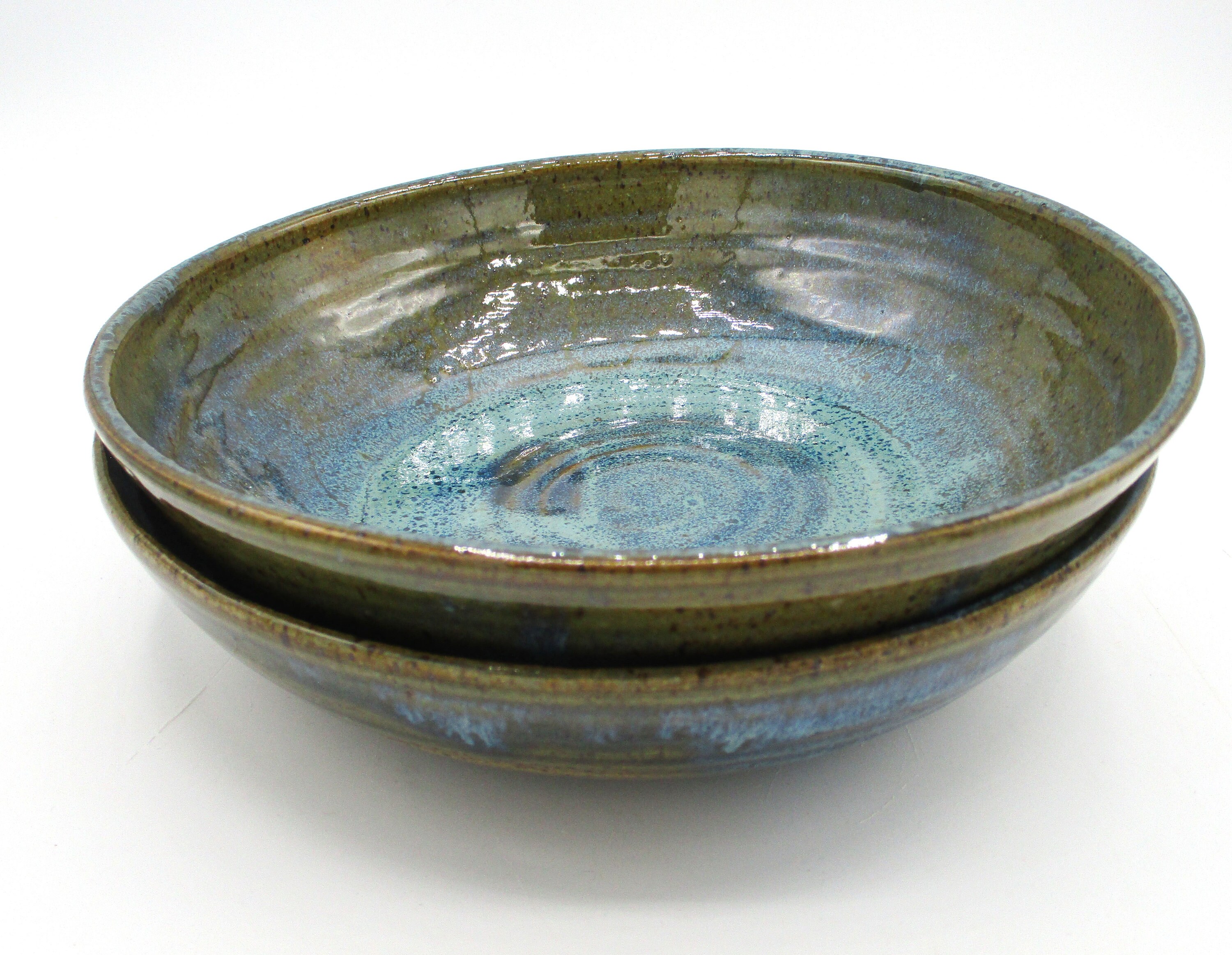 Set of Two Blue & Green Pasta Bowls - Etsy