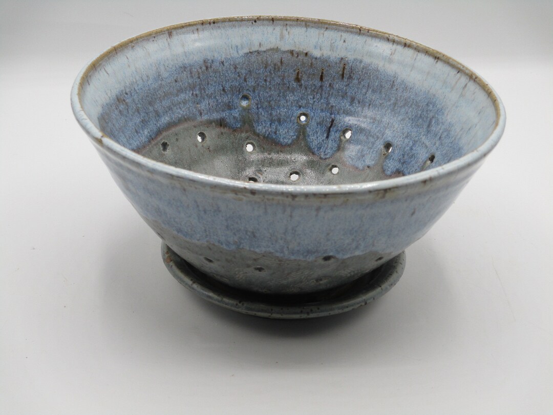 Light Blue & Gray Berry Bowl With Plate - Etsy