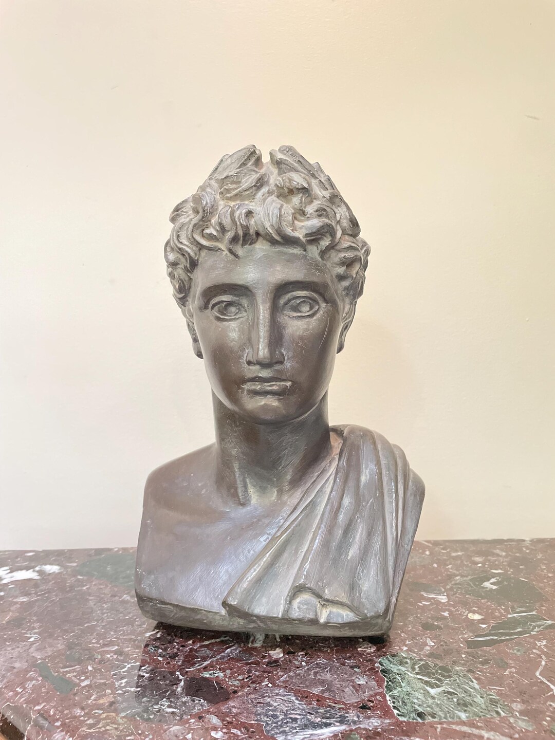 Vintage Apollo Bust, Greek Mythology Plaster Sculpture, Renaissance ...