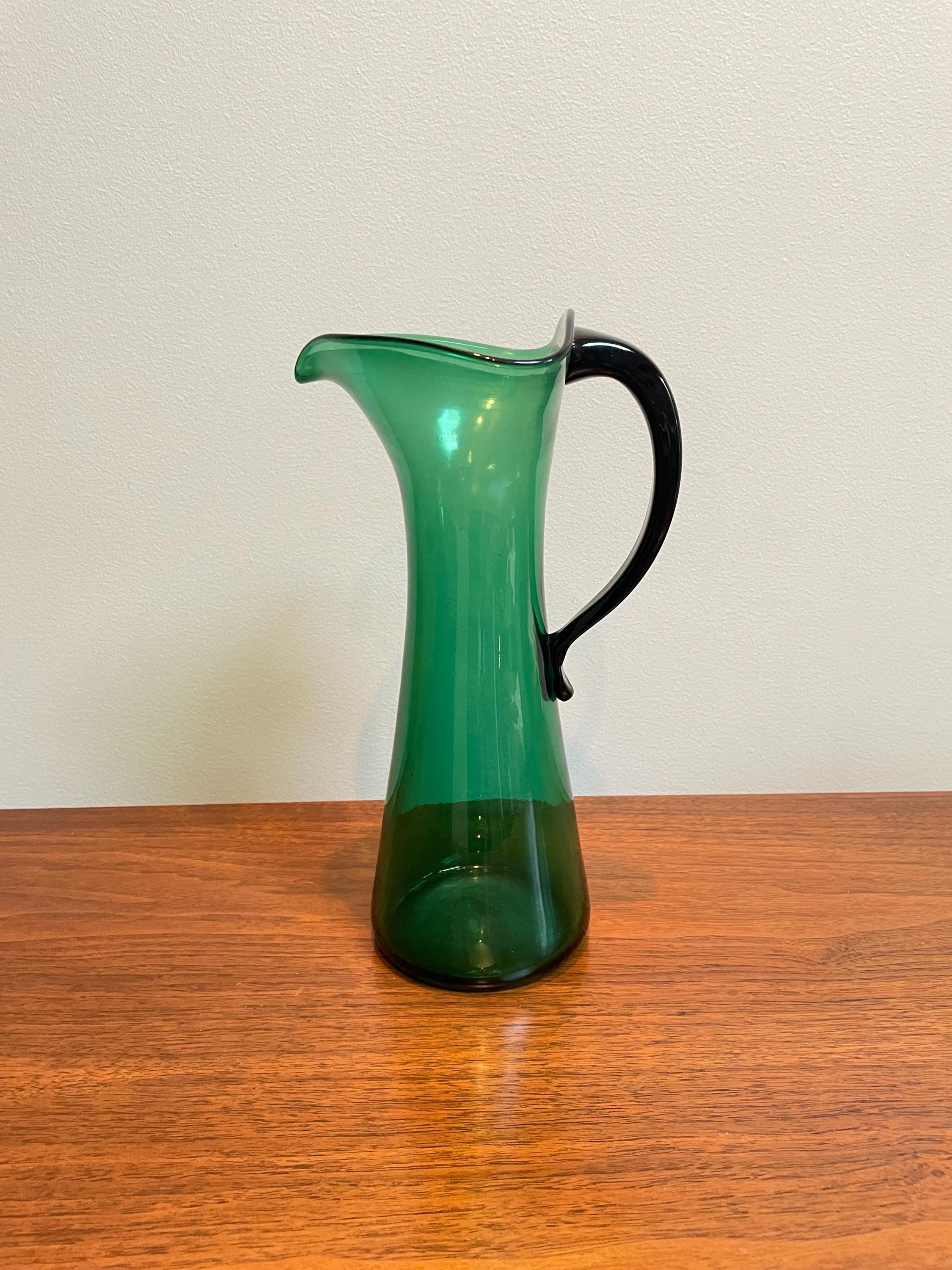 Vintage Blenko Wayne Husted Nile Green Pitcher, Hand Blown Glass - Etsy