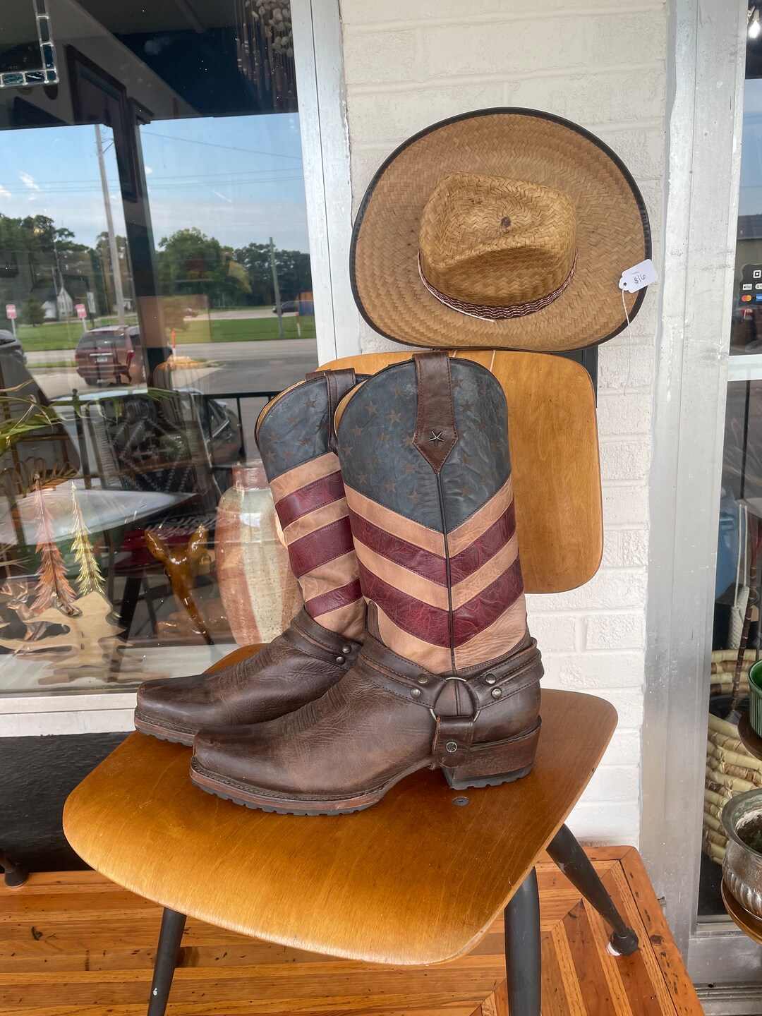 Vintage Men's Leather American Flag Roper Cowboy Boots / Size 11 / Free ...