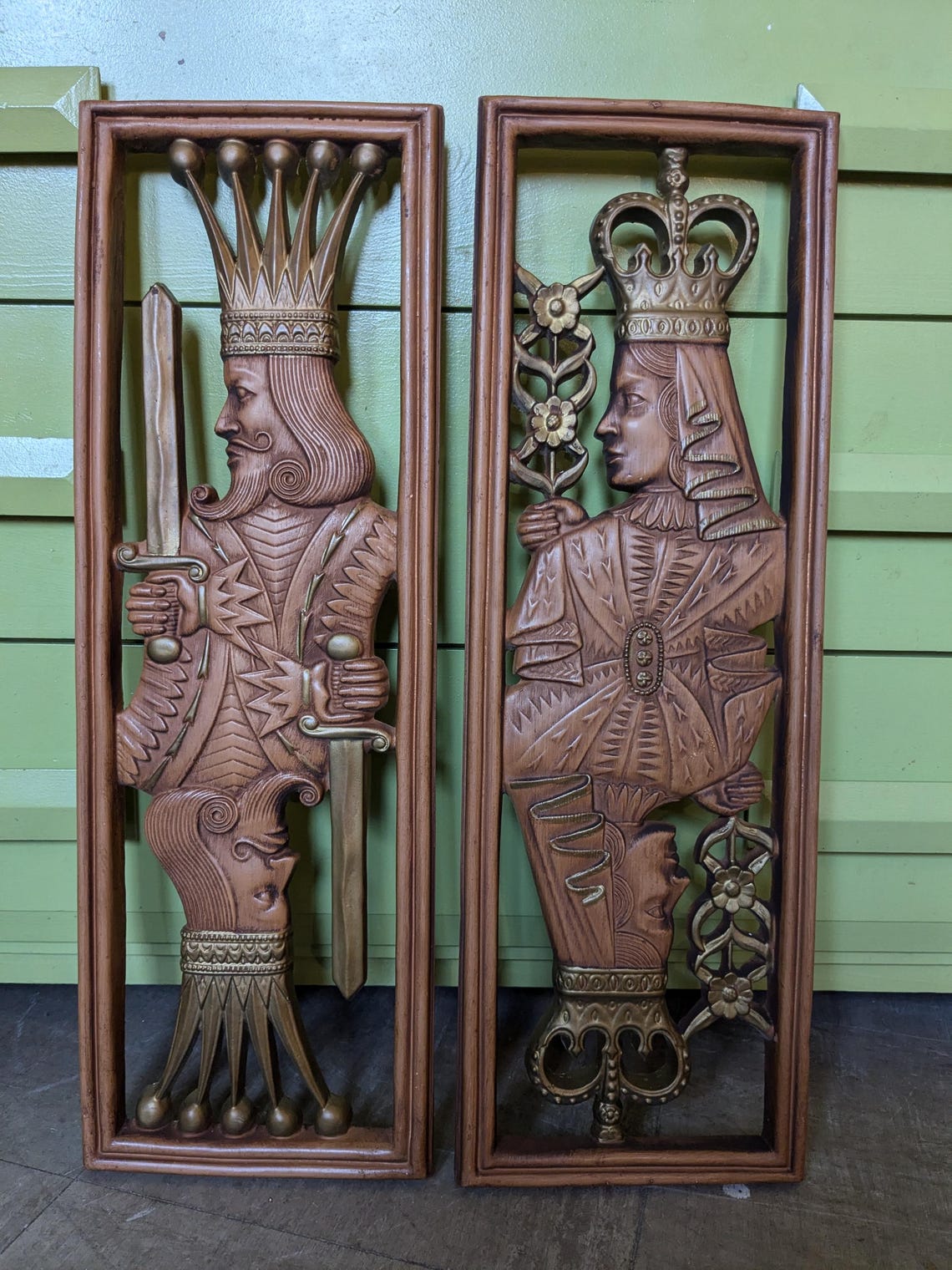 Vintage Ceramic King and Queen Vertical Wall Plaque Pair / Free US ...