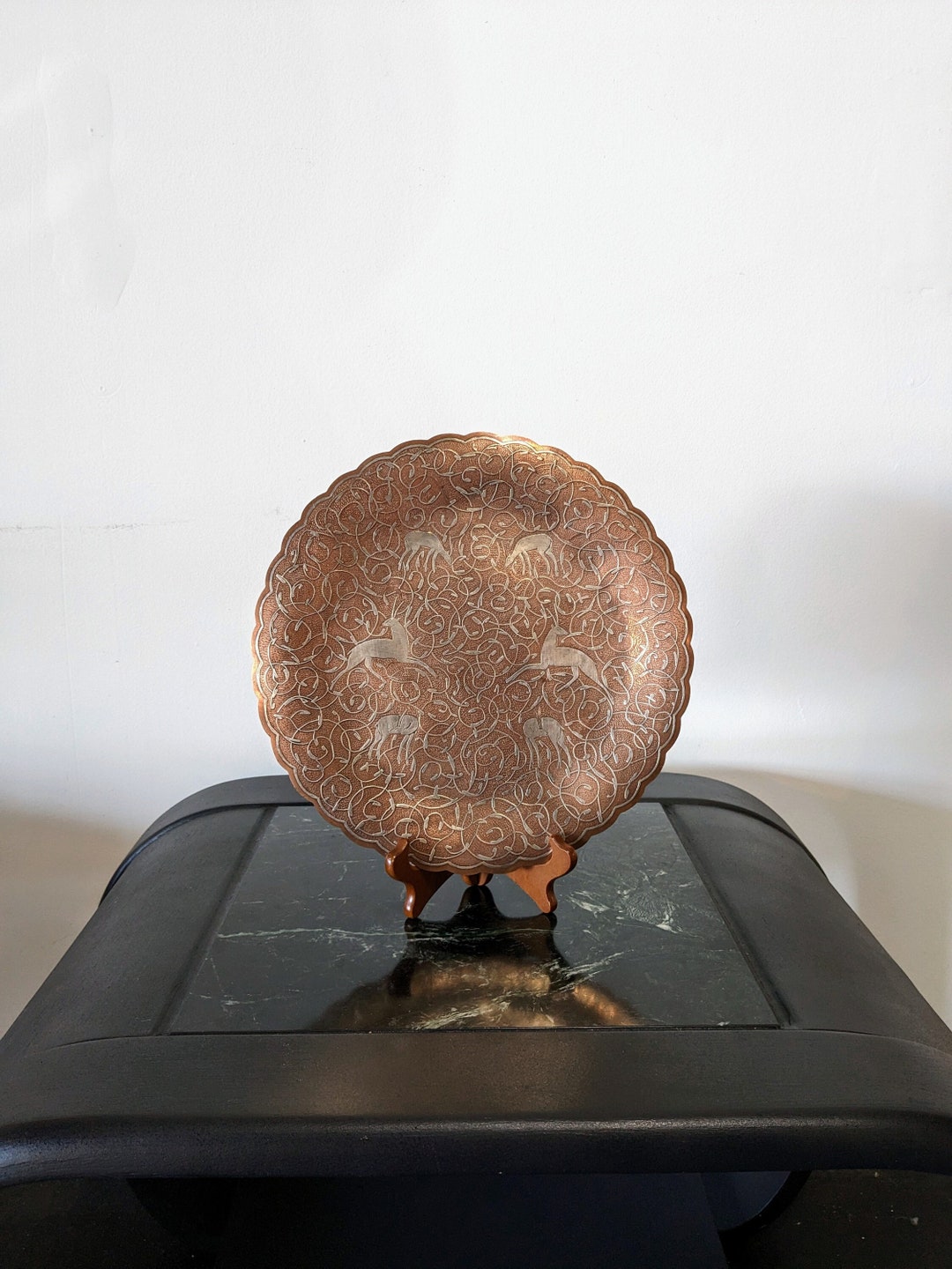 Antique Islamic Copper and Sterling Damascended Plate / Free US ...