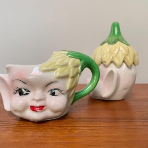 Vintage Ceramic Pixie Elf Heads / Creamer Dish and Sugar Bowl Set of 2 ...