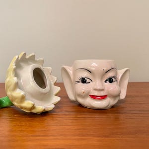 Vintage Ceramic Pixie Elf Heads / Creamer Dish and Sugar Bowl Set of 2 ...