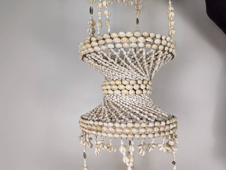 Vintage Mid Century Seashell Chandelier Double Plant Hanger / Bohemian ...