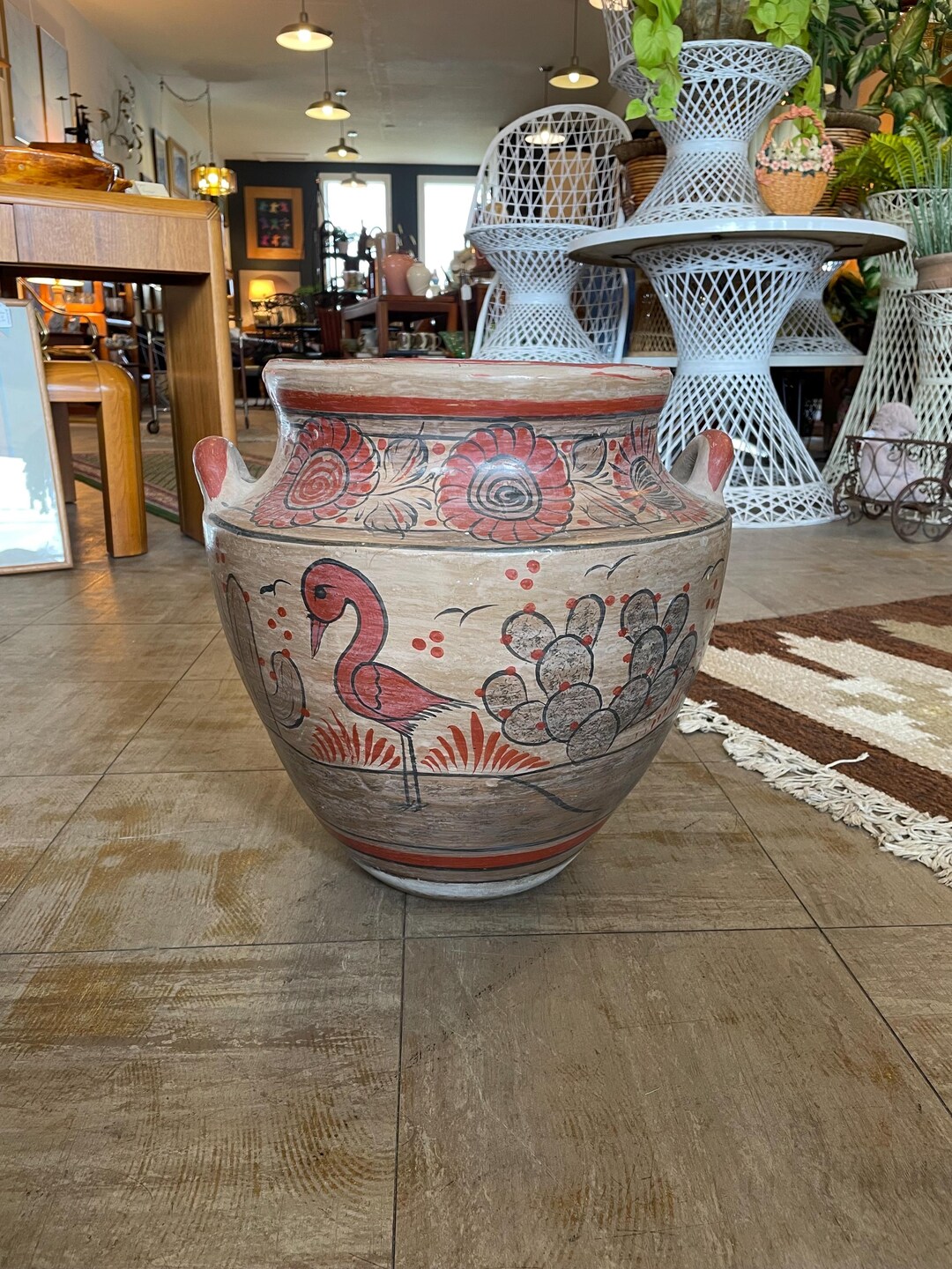Vintage Extra Large Mexican Tonala Floor Vase: Folk Art Planter - Etsy