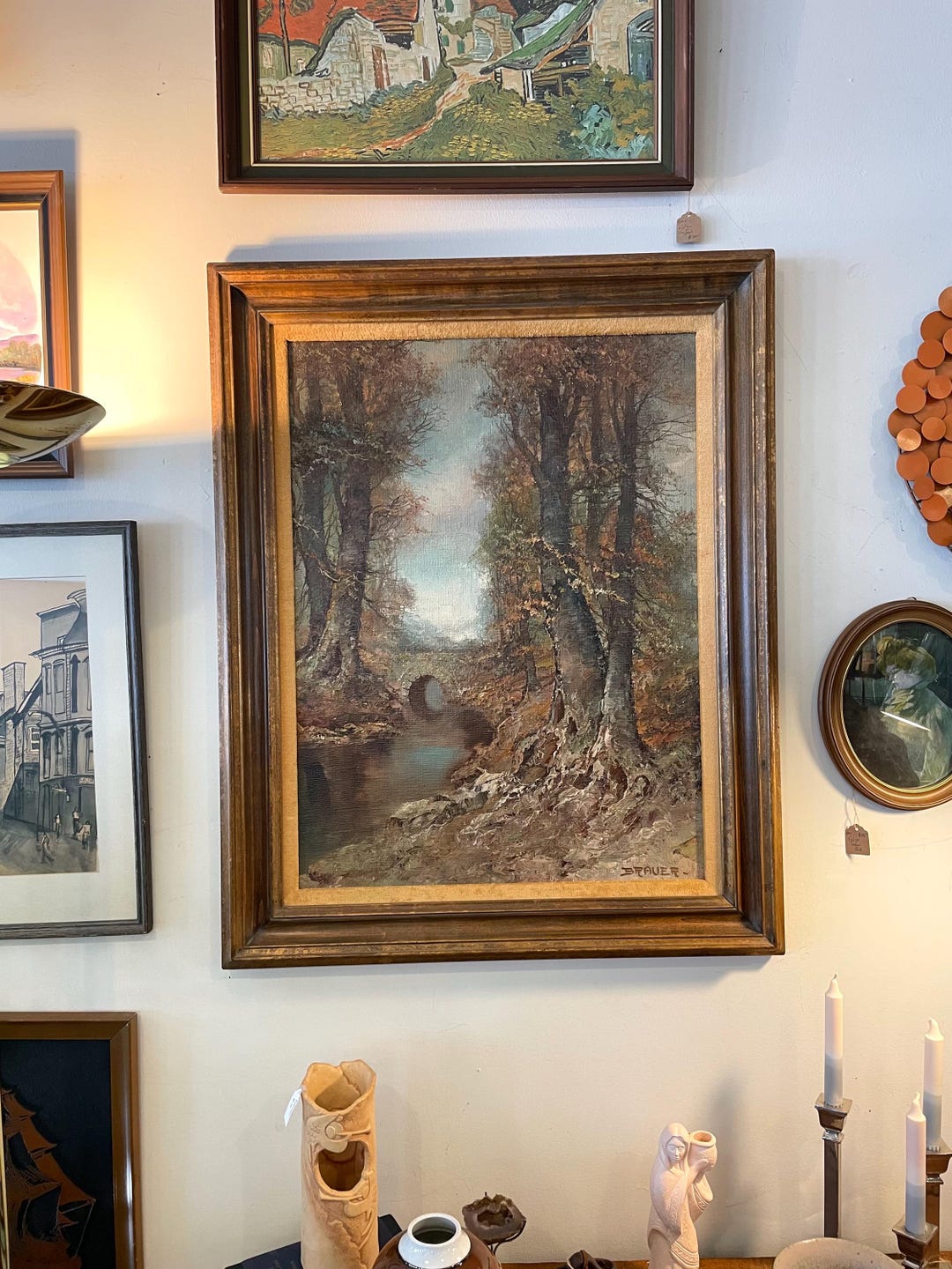 Vintage Wilhelm Brauer "the Stone Bridge Through the Trees Oil Painting ...