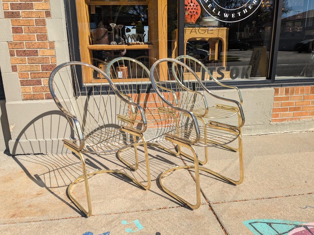 Vintage Mid Century Gastone Rinaldi Style Gold Tone Chairs / Set of ...