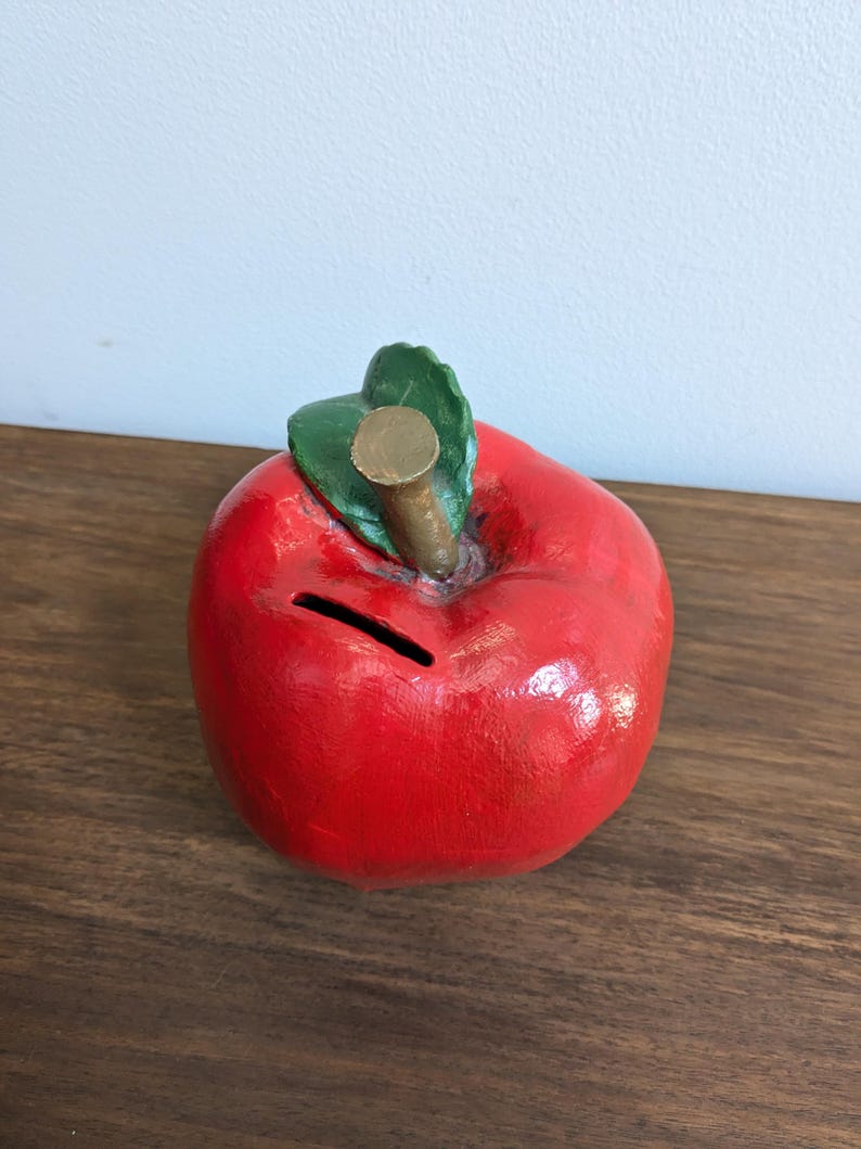 Vintage Red Cast Iron Apple Bank, Americana Decor - Etsy