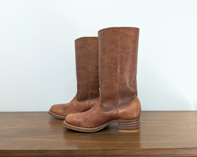 Vintage Men's Two Tone Leather Ramrod Square Toe Western Style Boots ...