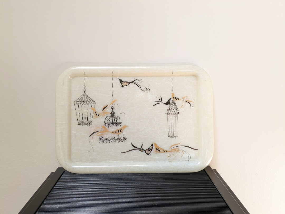 Vintage Mid Century Modern White Gold and Black Resin Tv Tray ...