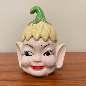 Vintage Ceramic Pixie Elf Heads / Creamer Dish and Sugar Bowl Set of 2 ...