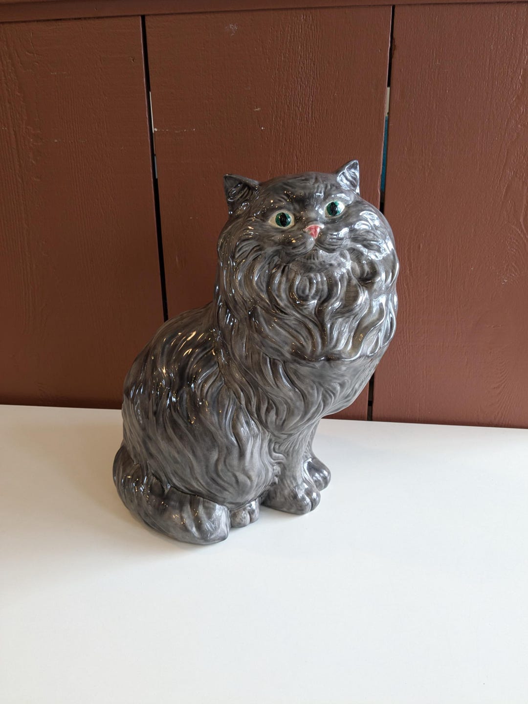 Vintage Mid Century Life-size Ceramic Gray Persian Cat Statue / Cat ...