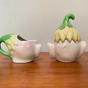 Vintage Ceramic Pixie Elf Heads / Creamer Dish and Sugar Bowl Set of 2 ...