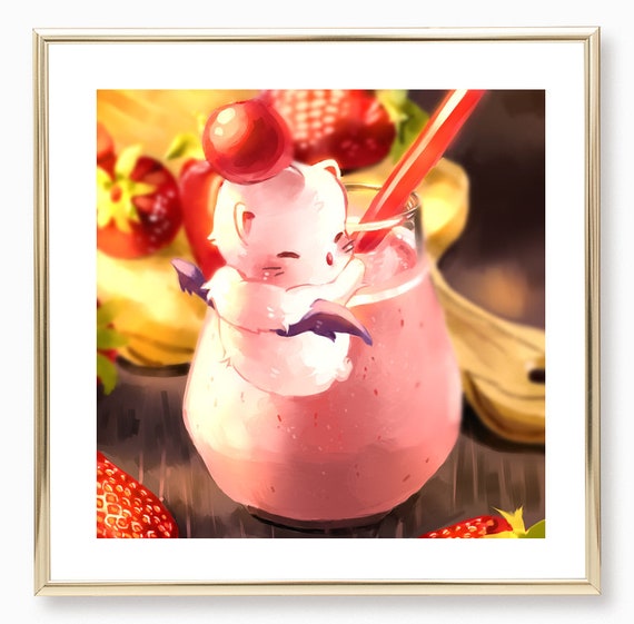 39. Final Fantasy Moogle Art Poster Strawberry Smoothie / - Etsy