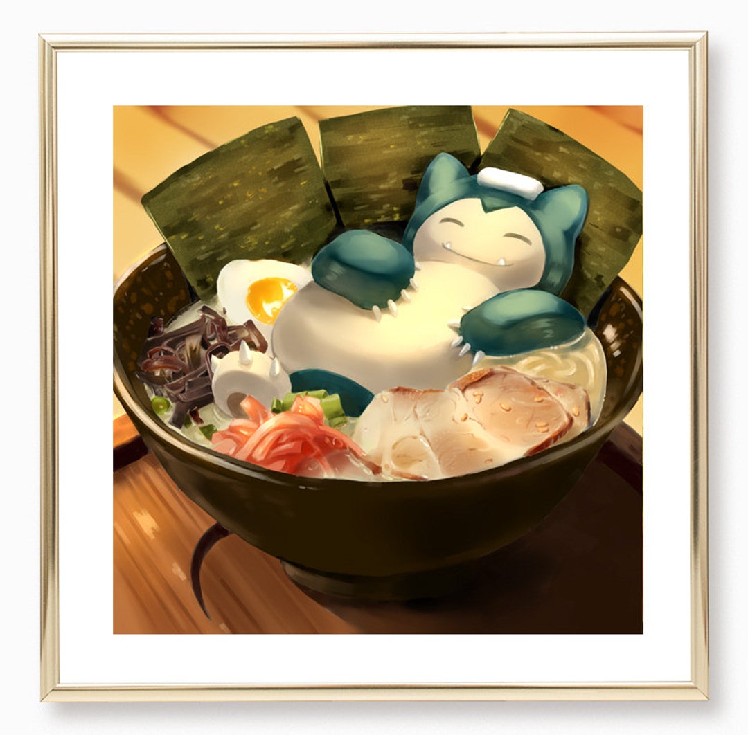 17. Pokemon Snorlax Art Poster Ramen / Food Poster / Cute Food Art ...