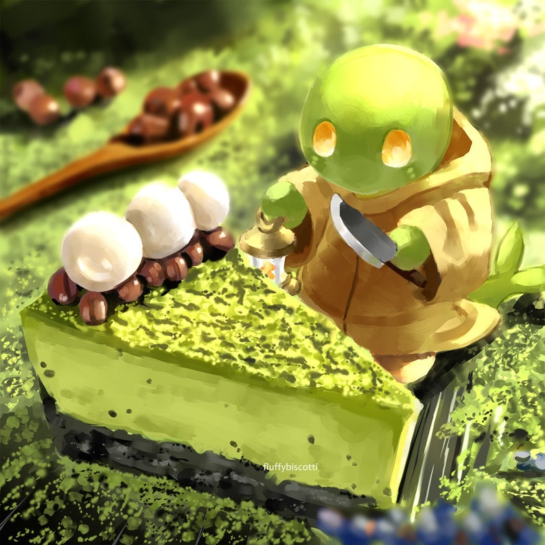 37. Final Fantasy Tonberry Art Poster - Matcha Cake / Food Poster ...