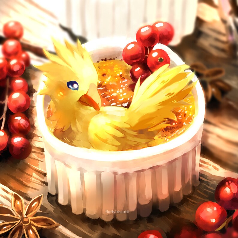 38. Final Fantasy Chocobo Art Poster Creme Brulee / Food - Etsy