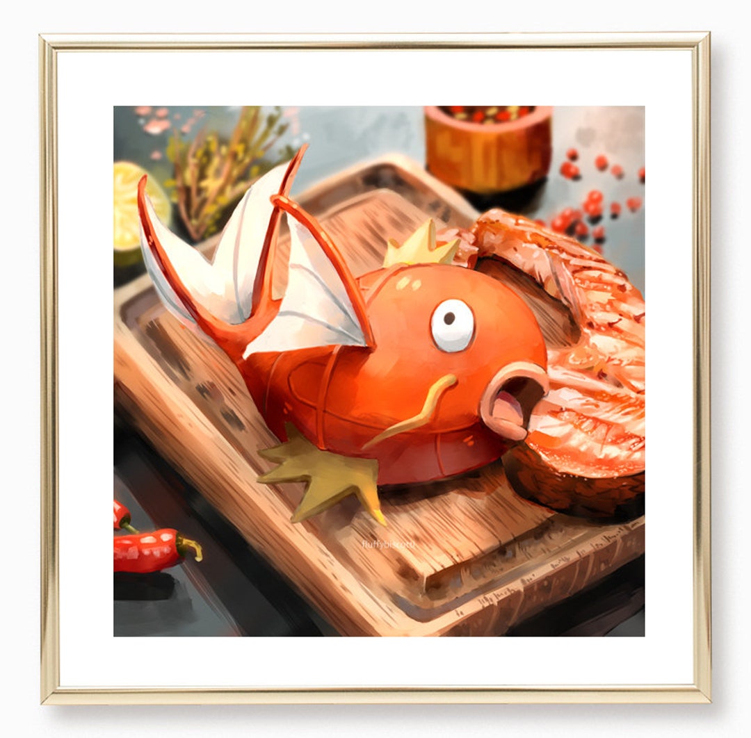 41. Pokemon Magikarp Art Poster Salmon / Food Poster / Cute Food Art ...