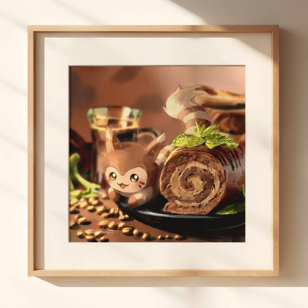 35. Pokemon Furret Art Poster - Swiss Roll / Food Poster / Cute Food ...