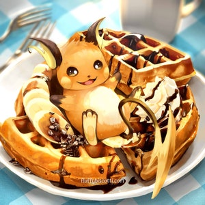 Pokemon Pichu Pikachu Raichu Posters Breakfast / Kawaii Food - Etsy