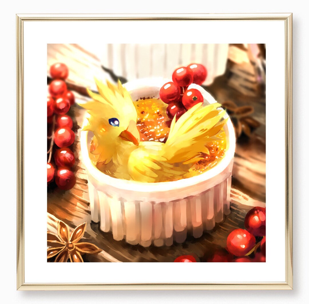 38. Final Fantasy Chocobo Art Poster Creme Brulee / Food Poster / Cute ...