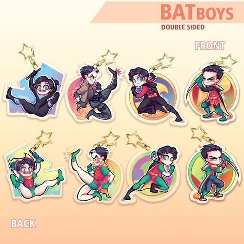 DC Superhero Batfamily Acrylic Keychain Charm - Etsy