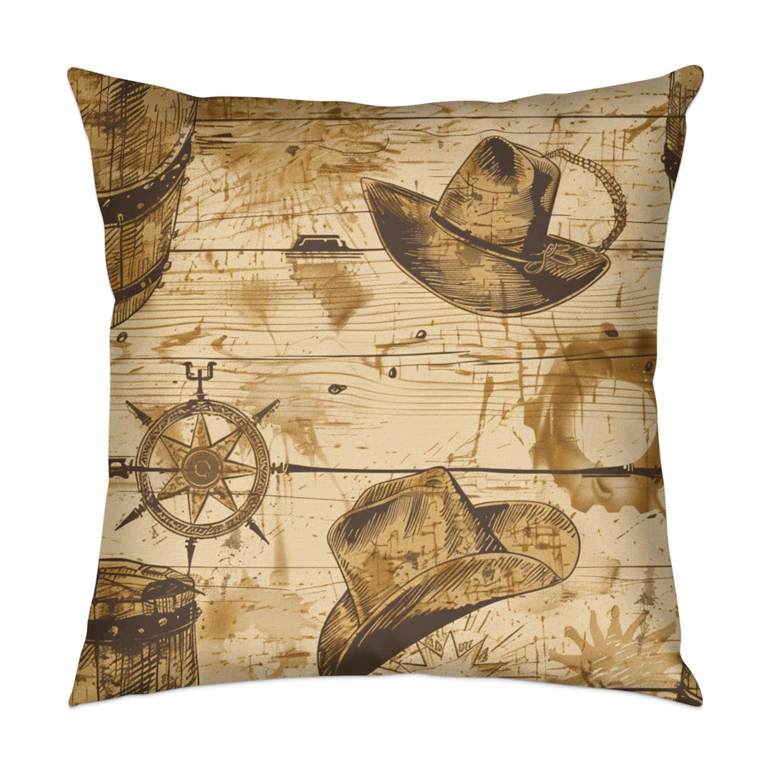 Western Theme Design, Cowboy Hat Compass Barrel Design, Rustic Vintage ...