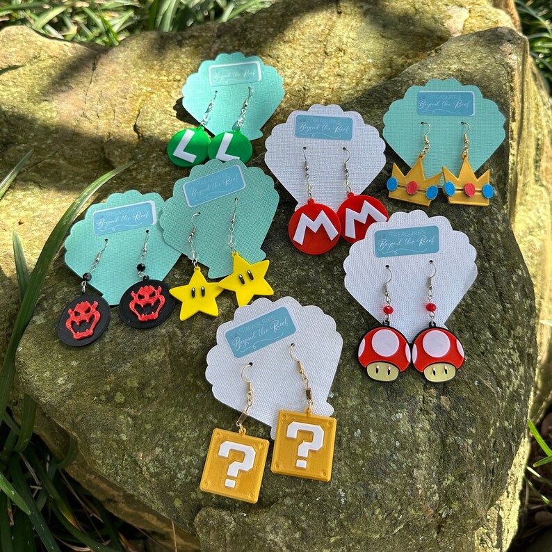3D Printed Super Nintendo World Inspired Earrings Mario - Etsy