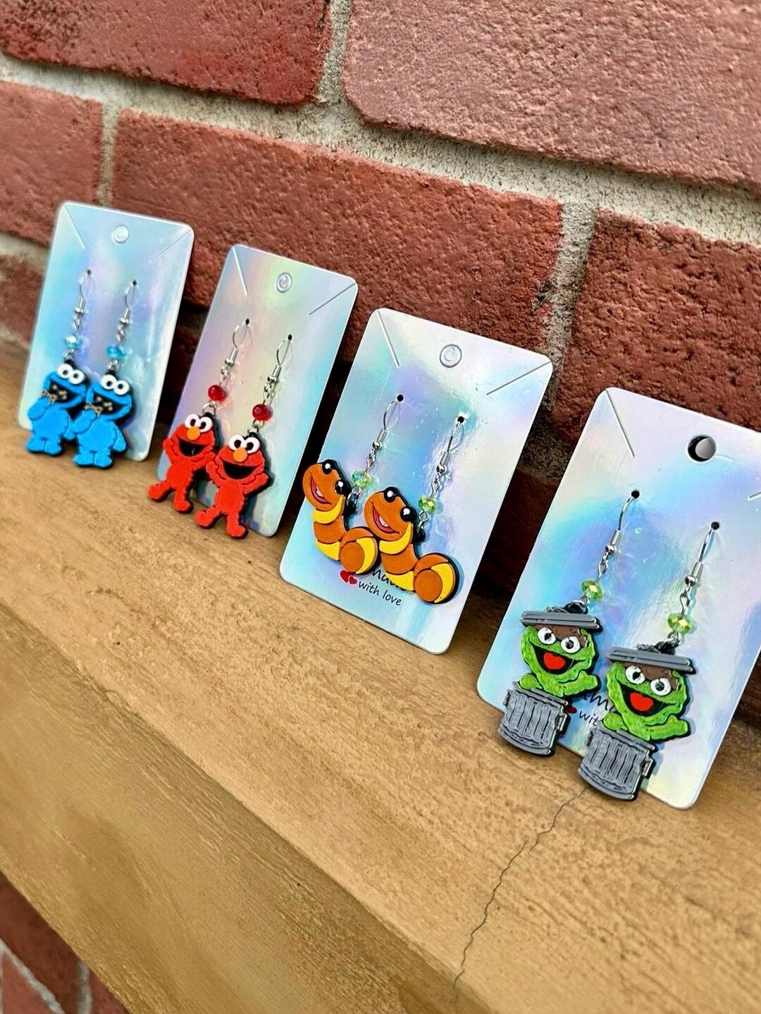 3D Printed Sesame Street Inspired Earrings Slimey Orange Worm, Blue ...