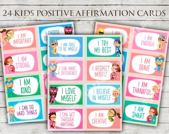 Printable Kid Affirmations, Positive Affirm Card Empower Kid ...